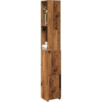 vidaXL Vidaxl - Armoire murale de salle de bain vieux bois 25x25x170cm - Bois ding&eacute;nierie - R&eacute;sistante &agrave; lhumidit&eacute; - Fixation murale incluse
