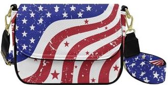Hugs Idea Sac à main à bandoulière en cuir pour femme, Drapeau américain étoiles et rayures, Taille unique