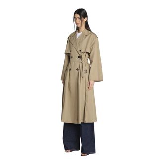 Max Mara Femme, Manteaux, Beige, Taille: 34 FR Trench doppiopetto in gabardina fluida
