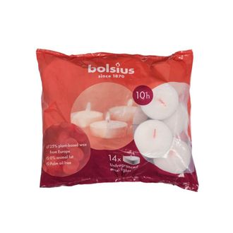 Bolsius Bolsius Maxi Teelichtkerzen - Weiß - 14 Stück - Lange Brenndauer von 10 Stunden - Haushaltskerze - Innendekoration - geruchlos - Enthält Natürliches P