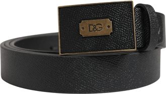 Dolce & Gabbana Homme, Accessoires, Noir, Taille: ONE Size Classic Leather Logo Buckle Belt