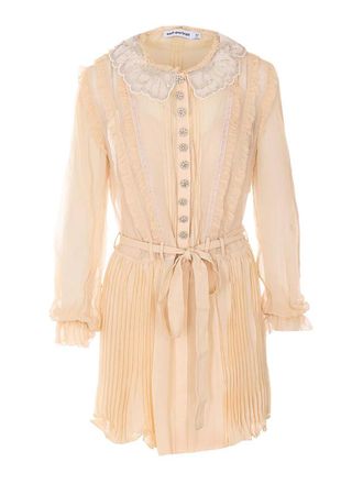 Self Portrait Robe Au Genou - Beige
