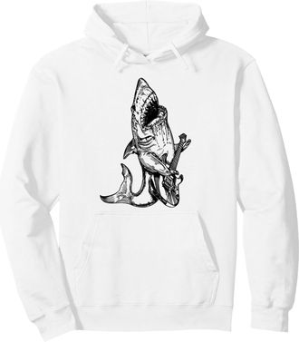 Seembo Shark Playing Guitar Fish Guitarist Rockmusiker Pullover Hoodie