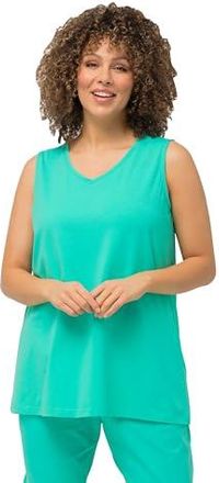 Ulla Popken Femme Grandes Tailles Top, Ligne A, Encolure V, sans Manches Vert Turquoise 54+ 807291437-54+