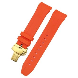 Generic 21mm 22mm gebogenes Ende Gummiarmband f&uuml;r T120 Seastar T120407A T120417A Schwarz Orange Silikon Uhrenarmband Handgelenk Armband