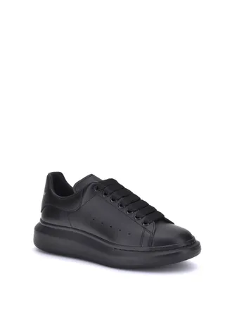 Alexander McQueen Mens Leather Sneakers Black-Black Black/black