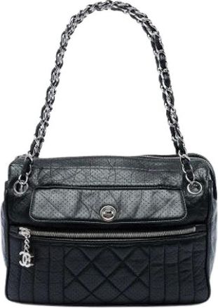 Chanel Sac bandouli&egrave;re en cuir perfor&eacute; Pre-owned - Femme - Pre-owned - Noir - Taille: ONE Size