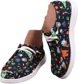 Generic Chaussures citrouille pour femme, baskets dHalloween en toile pour femme, mocassins plats &agrave; enfiler en toile, chaussures plates &agrave; enfiler &agrave; semelle ba
