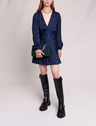 Maje Kurzes Drapiertes Kleid - Marineblau - Gr&ouml;&szlig;e 34 - Maje