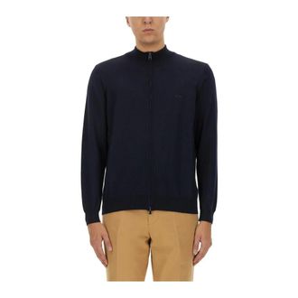 HUGO BOSS Homme, Pulls, Bleu, Taille: S Pull Enti&egrave;rement Zipp&eacute; &agrave; Col Montant
