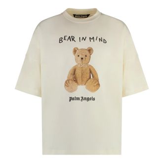 Palm Angels Homme, Tops, Beige, Taille: M T-shirt en Coton Oversize Col C&ocirc;tel&eacute;