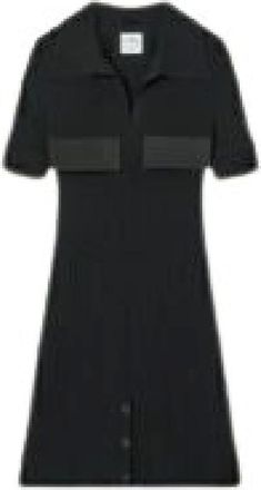 Courr&egrave;ges Femme, Robes, Noir, Taille: 36 FR Rib Knit Polo Mini Dress