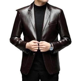 Generic Blazer fin en cuir pour homme avec fermeture éclair et fermeture éclair, Shenzhongse, XL