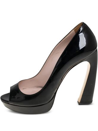 Miu Miu sandales Pam 120 mm à fini verni - Noir