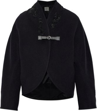 Forte_Forte Veste en laine &agrave; appliqu&eacute;s - Femme - Vestes - Bleu - Taille: 38 FR