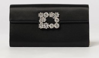 Roger Vivier Flower Satin-Clutch mit Kristallen und Metallnetz-Riemen