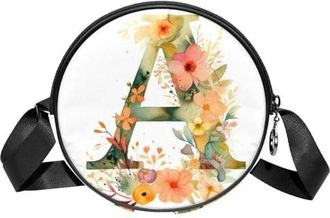 Generic Sac &agrave; bandouli&egrave;re circulaire pour femme, motif floral et petit sac &agrave; bandouli&egrave;re avec fermeture &eacute;clair, bretelles r&eacute;glables, sac &agrave; main rond d&eacute;contrac