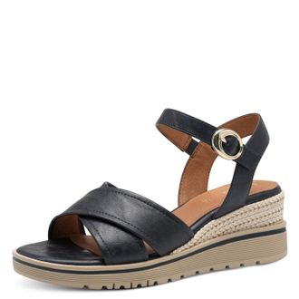 Jana Damen Sandalen mit Keilabsatz Sommer Vegan, Blau (Navy), 38 EU