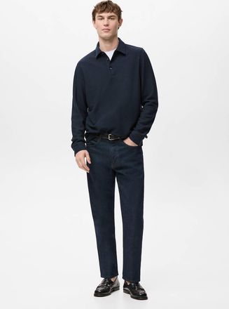 Mango Pull-over polo maille structure bleu marine - Homme - XS - MANGO MAN