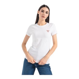 Guess Femme, Tops, Blanc, Taille: 38 FR T-shirt en coton stretch - Coupe slim
