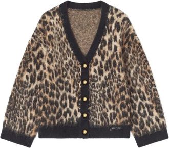 Ganni cardigan boutonné à imprimé léopard - Tons neutres