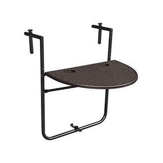 Aran&aacute;z Mueblear ARANAZ S.L. MANUFACTURAS de la Wood, Beistelltisch f&uuml;r den Balkon, braun, ovales Format, faltbar, Polyethylen, 66 x 61 x 5 cm