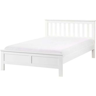 Beliani Lit en Bois Style Traditionnel 120 x 200 cm Sommier &agrave; Lattes Blanc Mayenne