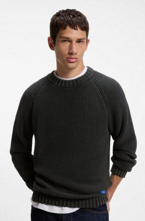 HUGO BOSS Strickpullover Sondye Strukturierter Rippenstrick aus reiner Baumwolle, Relaxed Fit