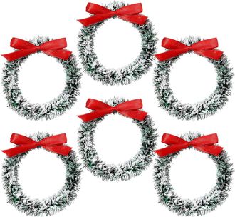 Generic Mini-Weihnachtskranz - K&uuml;chenschrank-Kr&auml;nze, 6 St&uuml;ck h&auml;ngende realistische Schleife, kleine Winter-Weihnachtskr&auml;nze f&uuml;r Fenstersims, Restaurant, Wand,