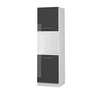 Vicco Meuble pour Four Fame-Line, Anthracite Haute Brillance/Blanc, 60 cm avec &eacute;tag&egrave;res Ouvertes