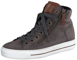 Paul Green Damen SUPER Soft Hightop-Pauls | Frauen High-Top Sneaker | schn&uuml;rstiefeletten | Halbschuhe | stra&szlig;enschuhe | Turnschuhe | Grau (Iron/Cognac) | 38.5 EU