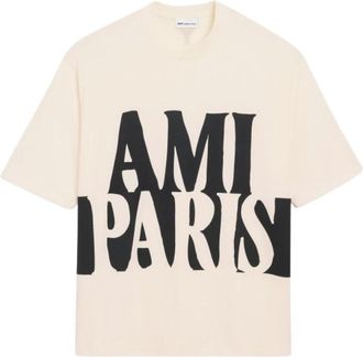 Ami Femme, Tops, Beige, Taille: 36 FR Oversize Printed Teeshirt