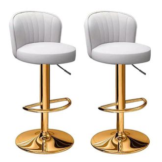 Generic Barhocker-Set (2Er-Set) mit Verstellbarer H&ouml;he, R&uuml;ckenlehne und Fu&szlig;st&uuml;tze - Gepolsterte Sitze, Robustes, Schwarz-Silbernes Metallgestell