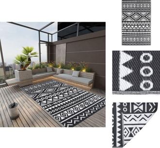 vidaXL Outdoor-Teppich ARAKIL Schwarz 190x290 cm PP - Au&szlig;enbereich Dekoration - Terrasse Teppich - Balkon Teppich - Garten Teppich - Polypropylen Teppich