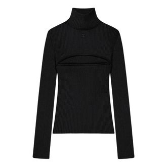 Courr&egrave;ges Damen, Strickwaren, Schwarzk, LGr&ouml;&szlig;e