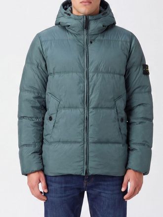 Stone Island wasserdichte Nylon-Daunenjacke mit Kapuze und Compass-Logo