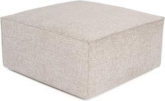 Atelier Del Sofa Stylish Mocha Pouffe with 100% Linen Fabric, Hornbeam Frame, 32 DNS Foam, 85x85x40 cm | Includes Pillow, Perfect for Modern Living Spaces