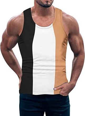 Generic D&eacute;bardeur de sport ray&eacute; pour homme - Haut de plage d&eacute;contract&eacute; &agrave; rayures - &Eacute;l&eacute;gante chemise de sport sans manches - D&eacute;bardeur ample pour homme - D&eacute;bar
