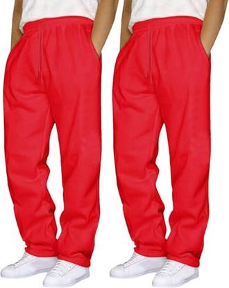 Generic Lot de 2 Baggy Jogging Homme Large Sport Sweatpants Y2k D&eacute;tente Travail Ample Pantalon Grande Taille Mens Mode Dint&eacute;rieur Taille Elastique Pantalons E
