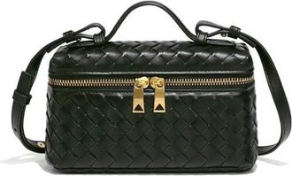 Generic Sac à main à bandoulière tissé tendance pour femme, sac à bandoulière mignon, mini sac à main fourre-tout en cuir synthétique avec poignée sur le dess