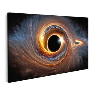 Islandburner Bild auf Leinwand Schwarzes Loch im Kosmos mit verblassendem Lichtstrahl Bilder Wandbilder Poster