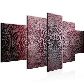 Runa Art Bild Wohnzimmer Schlafzimmer Mandala 5 Teilig Abstrakt Violett Lila Wandbilder auf Vlies Leinwand 101253a