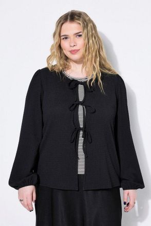 STUDIO UNTOLD Satinbluse Bluse Schleifen-Verschluss Puff&auml;rmel