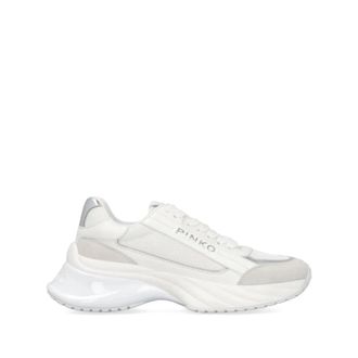 Pinko Wei&szlig;/Silber Sneaker Tumbled Leder/Mesh/Kuh Wildleder - - Shoes - Damen - Wei&szlig; - 39 EU