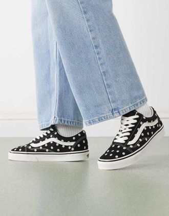 Vans Old Skool - Baskets &agrave; broderies fleuries - Noir