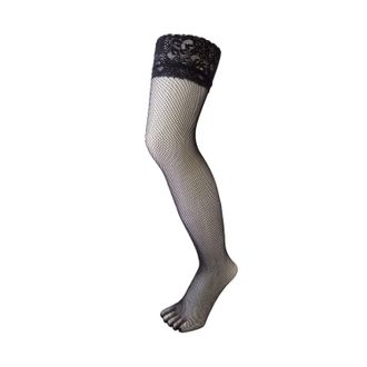 TOETOE LEGWEAR - Plain Fishnet Hold-Up Toe Socks (One Size, Black)