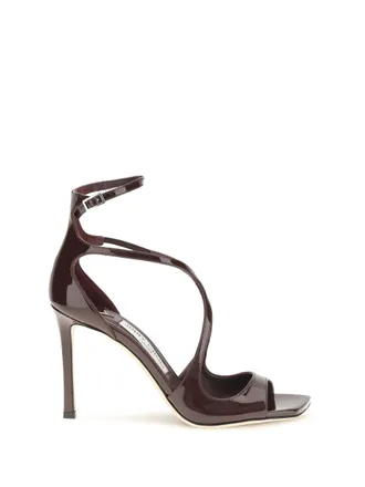 Jimmy Choo London Womens Sandals Azia Deep Merlot Patent Leather Calf Pumps High Heel Shoes