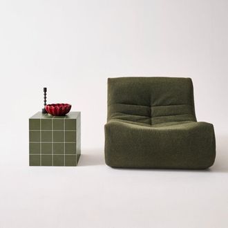 Sweeek Table basse. table dappoint cubique imitation carreaux de ciment kaki 40x40cm - Kubeeek
