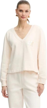 A|X Armani Exchange Femme, Sweatshirts et sweats &agrave; capuche, Beige, Taille: 42 FR Tricot col en V