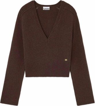 Ganni V-Pullover - Braun